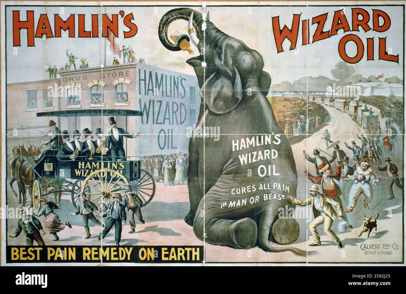 Poster advertisement for Hamlin's Wizard Oil. 1890s Stock Photo - Alamy