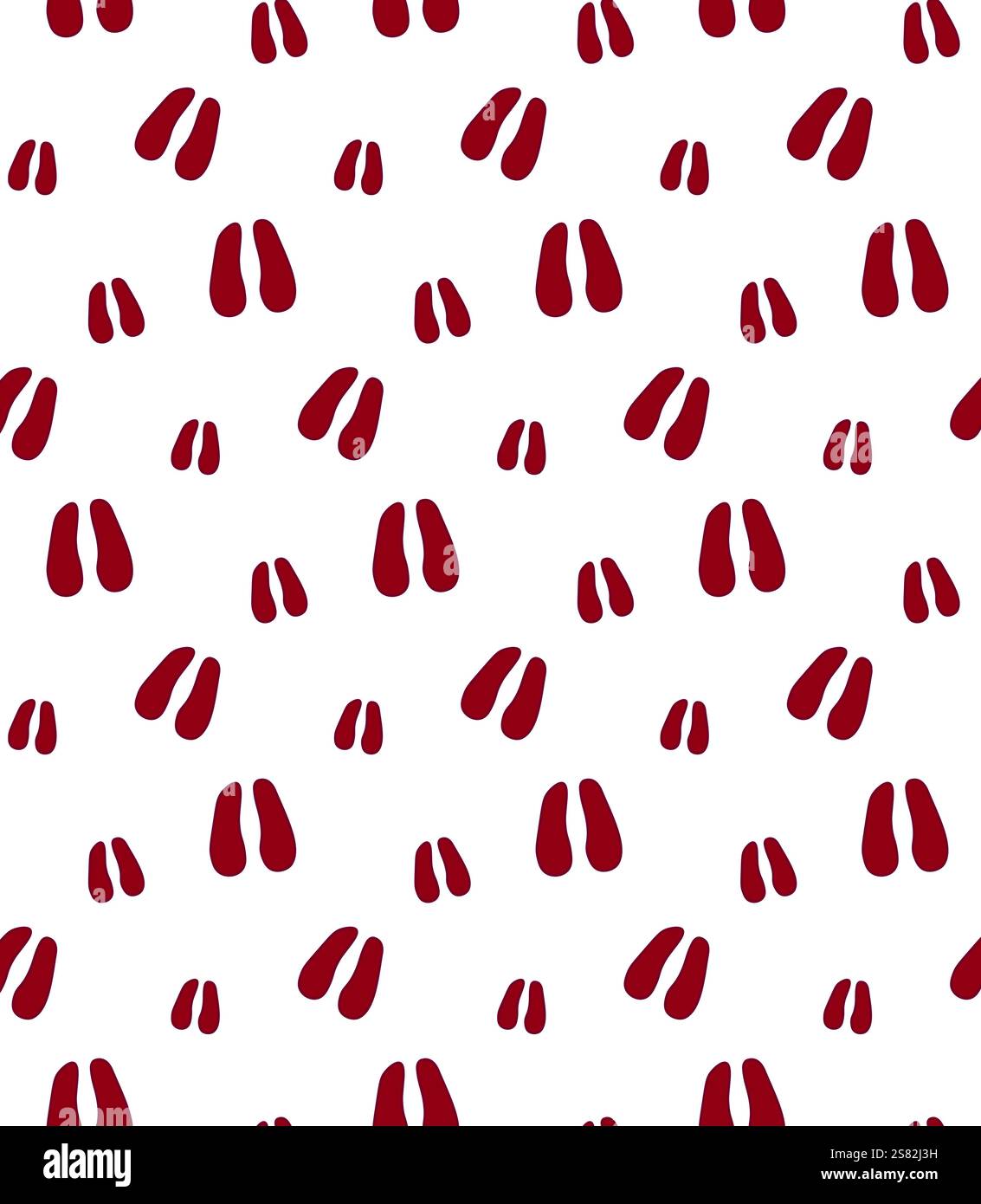 dark red and white seamless pattern of sheep hoof prints silhouette ...