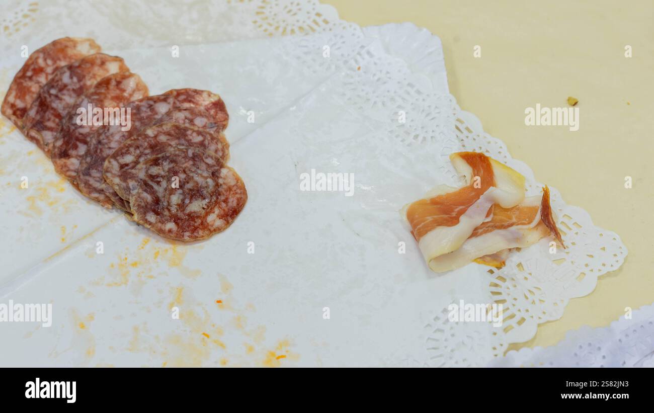 Table with leftover food Stock Photo - Alamy