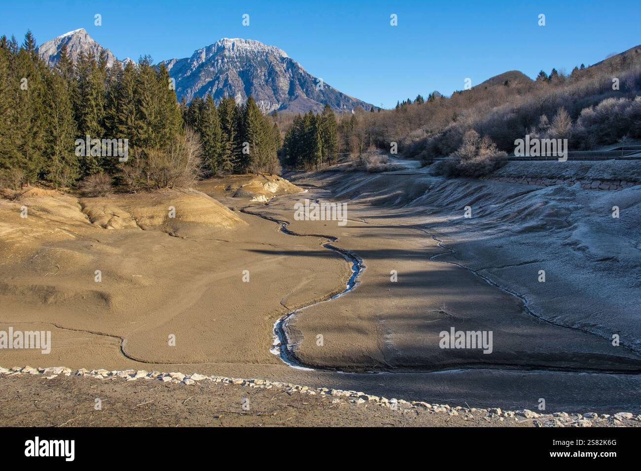 Lago di Barcis - Barcis artificial lake drained of water for ...