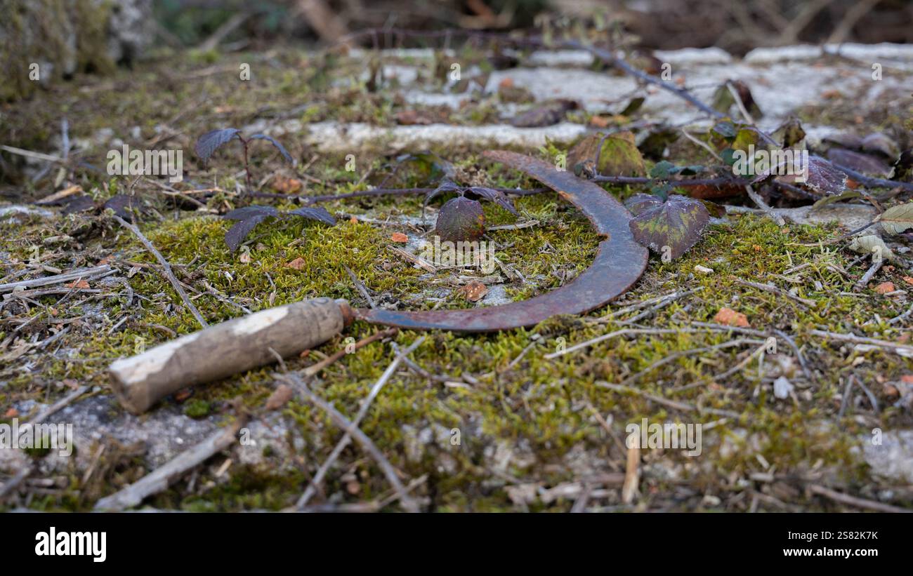 sickle on the ground Stock Photo - Alamy