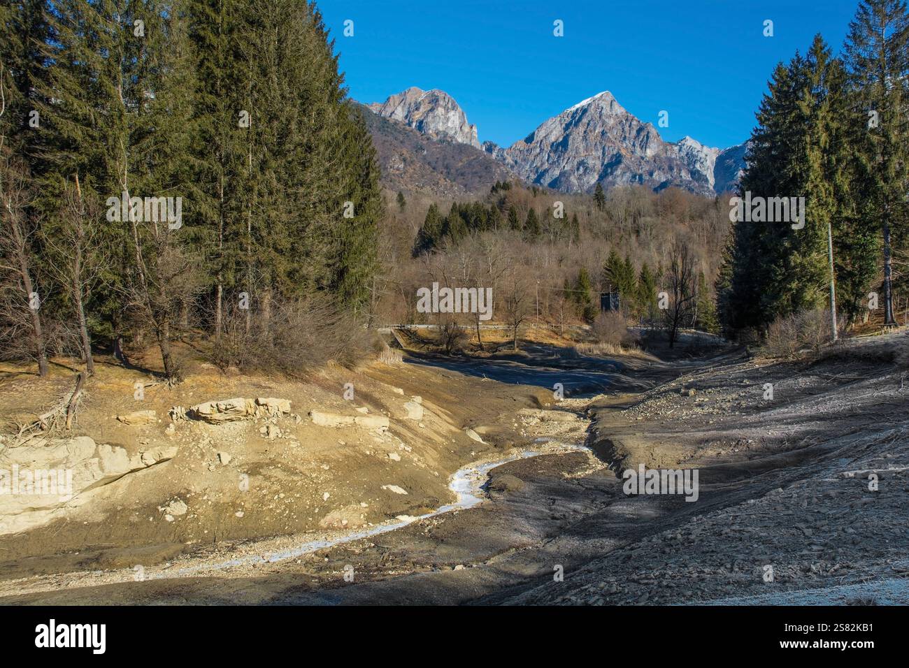 Lago di Barcis - Barcis artificial lake drained of water for ...