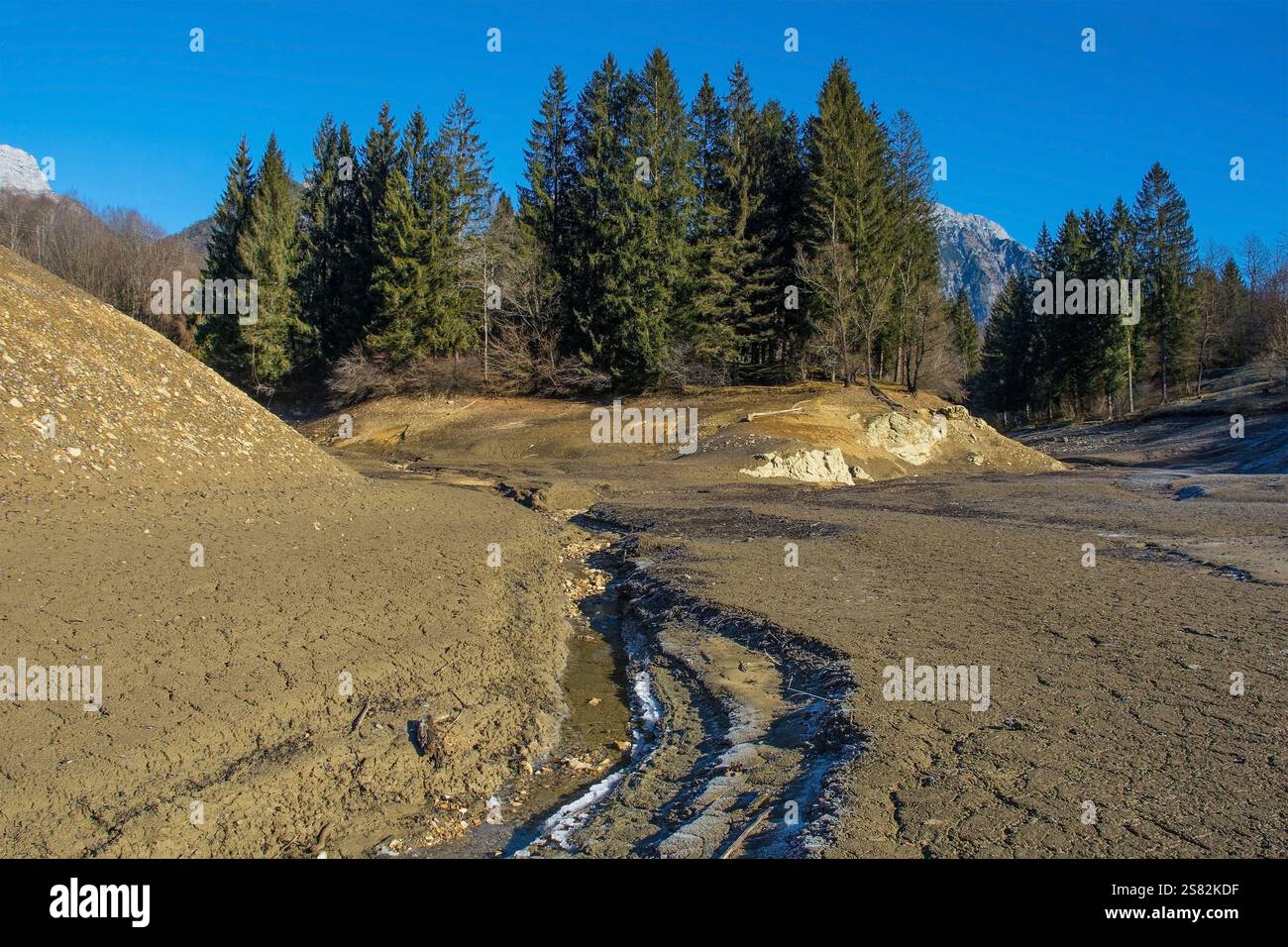 Lago di Barcis - Barcis artificial lake drained of water for ...