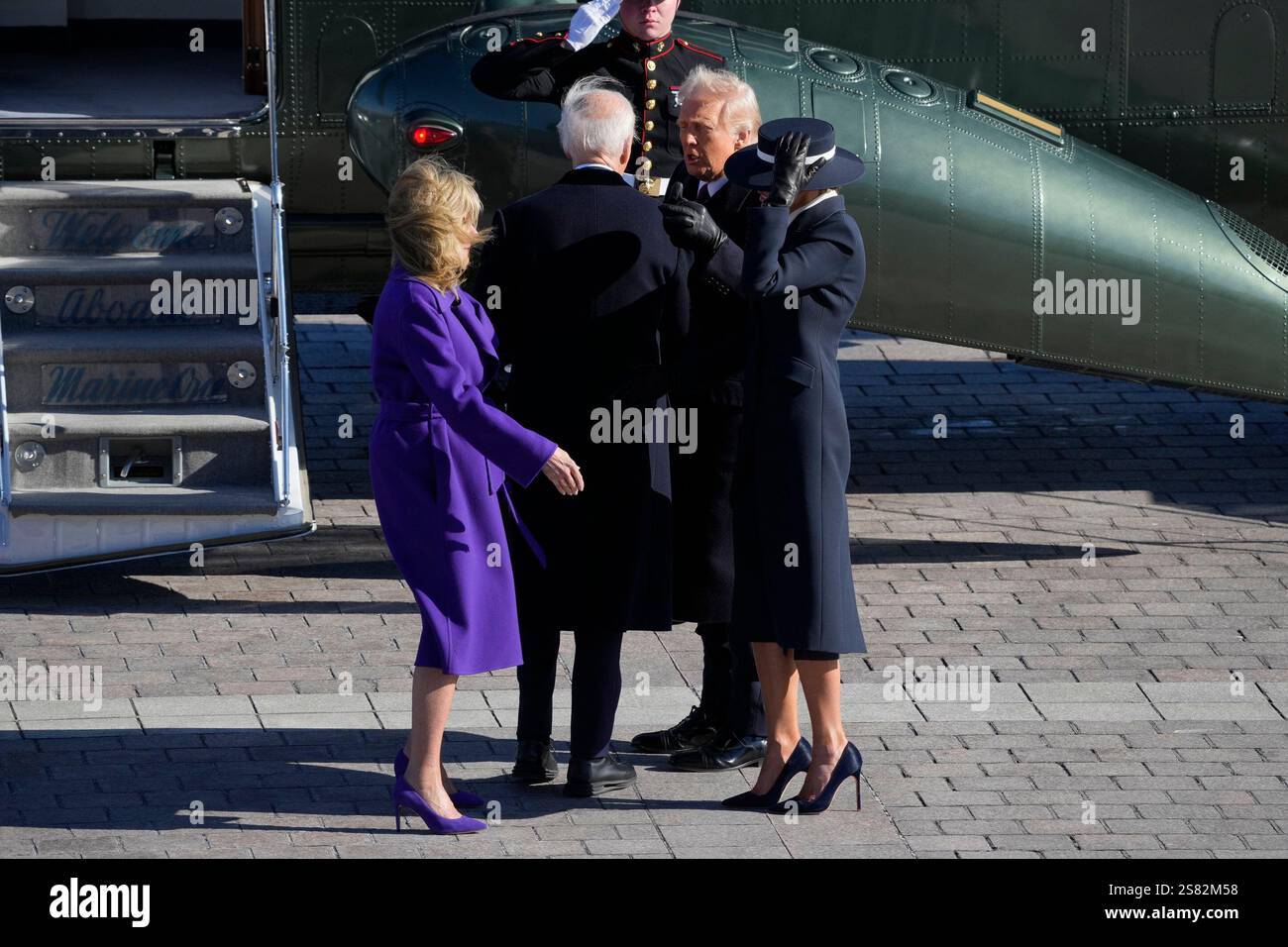First lady Melania Trump, from right, and President Donald Trump send ...