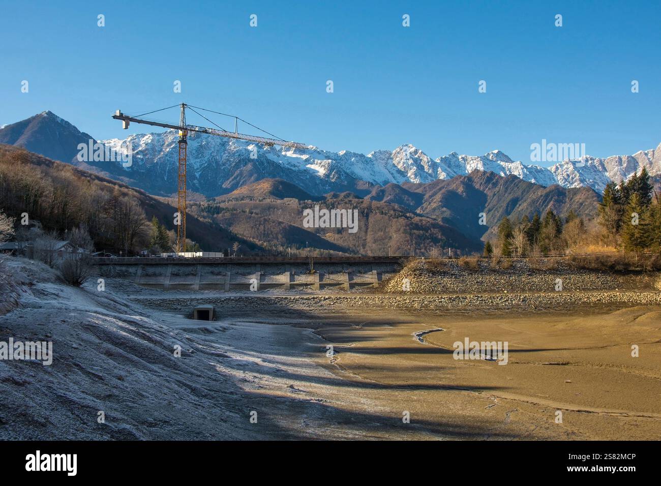 Lago di Barcis - Barcis artificial lake drained of water for ...