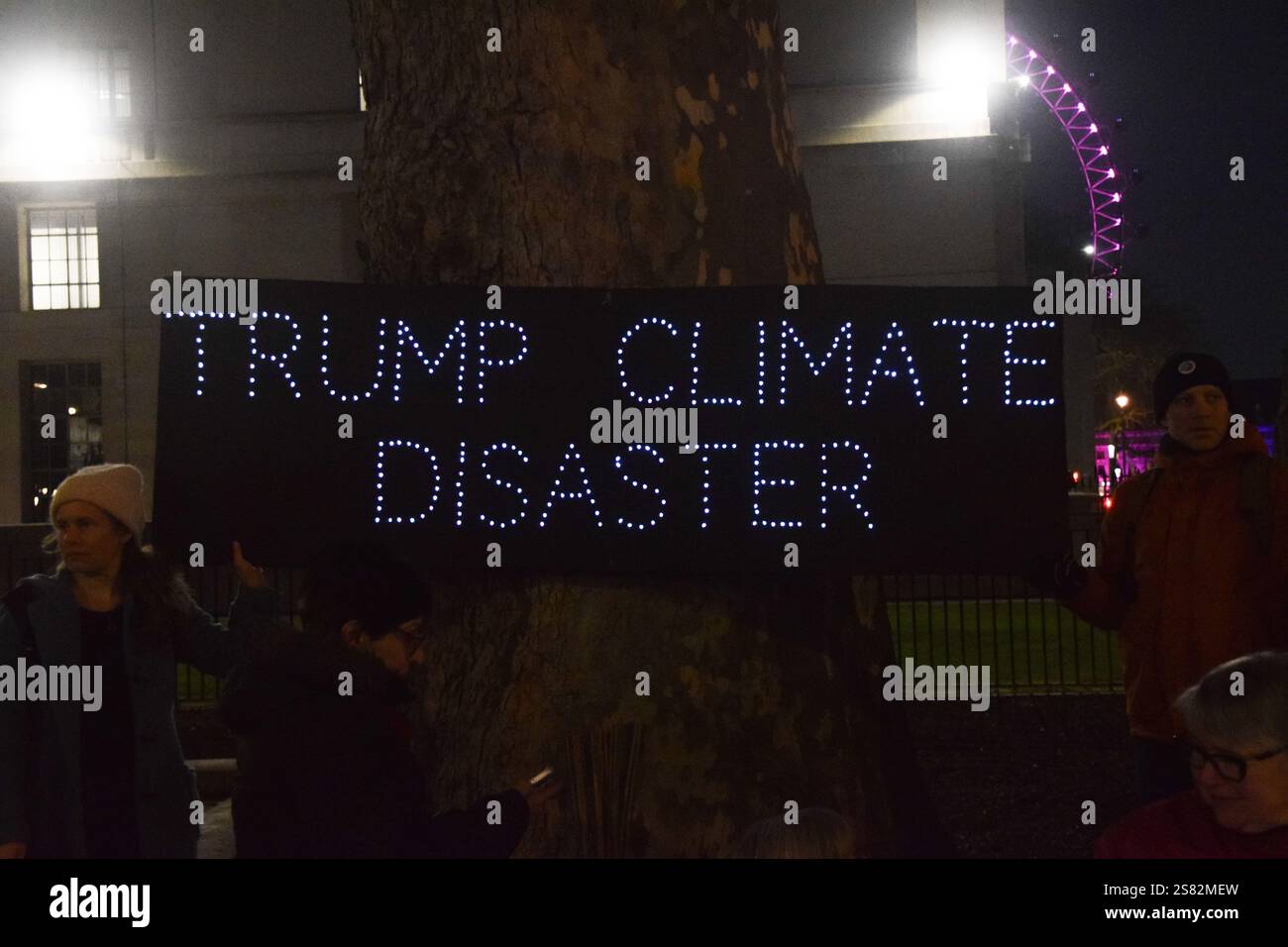 London, UK. 20th January 2025. Protesters gather outside Downing Street ...