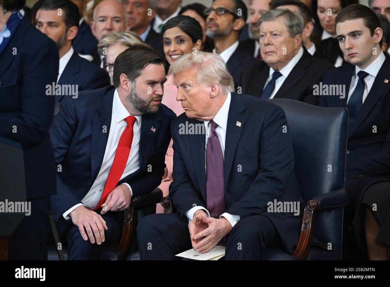 (L-R) US Vice President-elect J.D. Vance speaks with President-elect ...