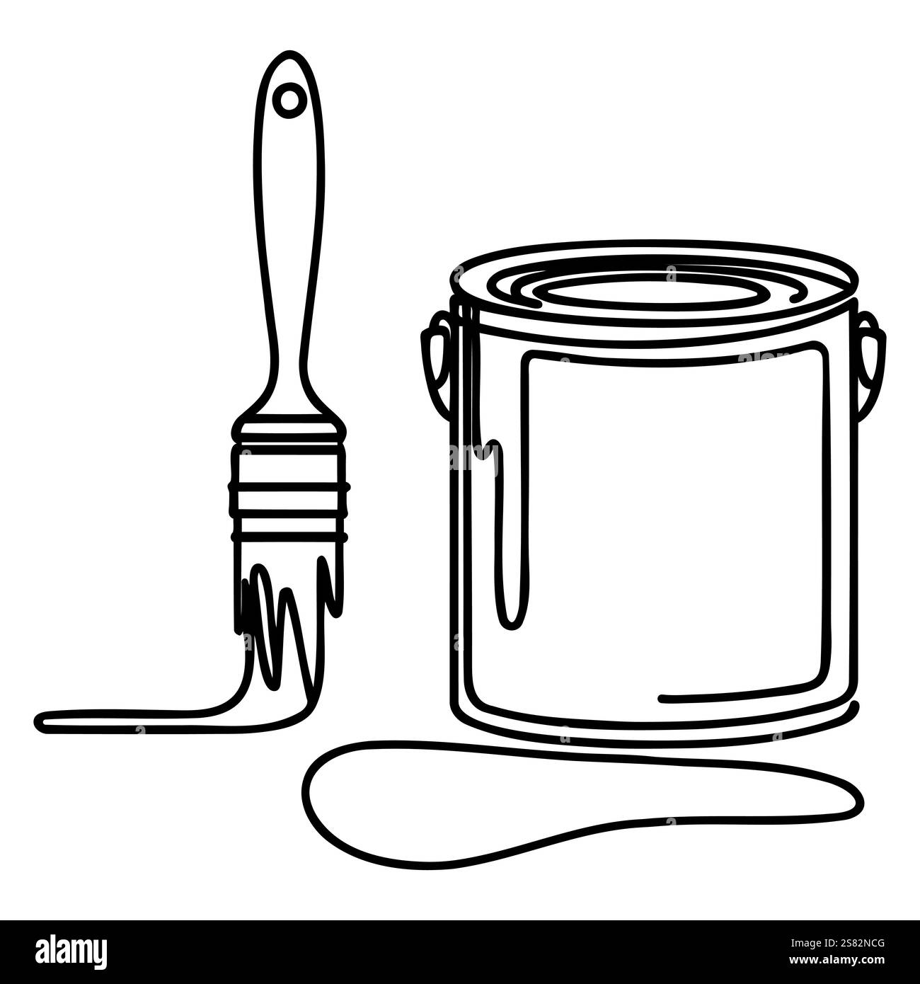 Continuous linear drawing paint Black and White Stock Photos & Images ...