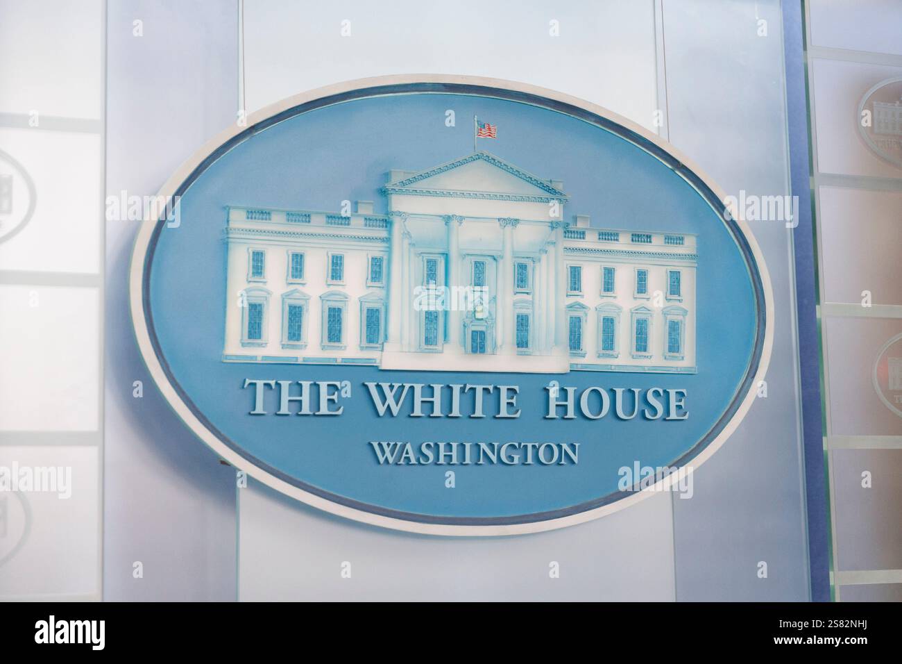 Washington, United States. 20th Jan, 2025. The White House logo is seen ...