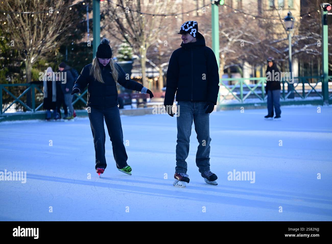Stockholm, Uppland, Sweden. January 2 2025. Ice skating rink in The ...