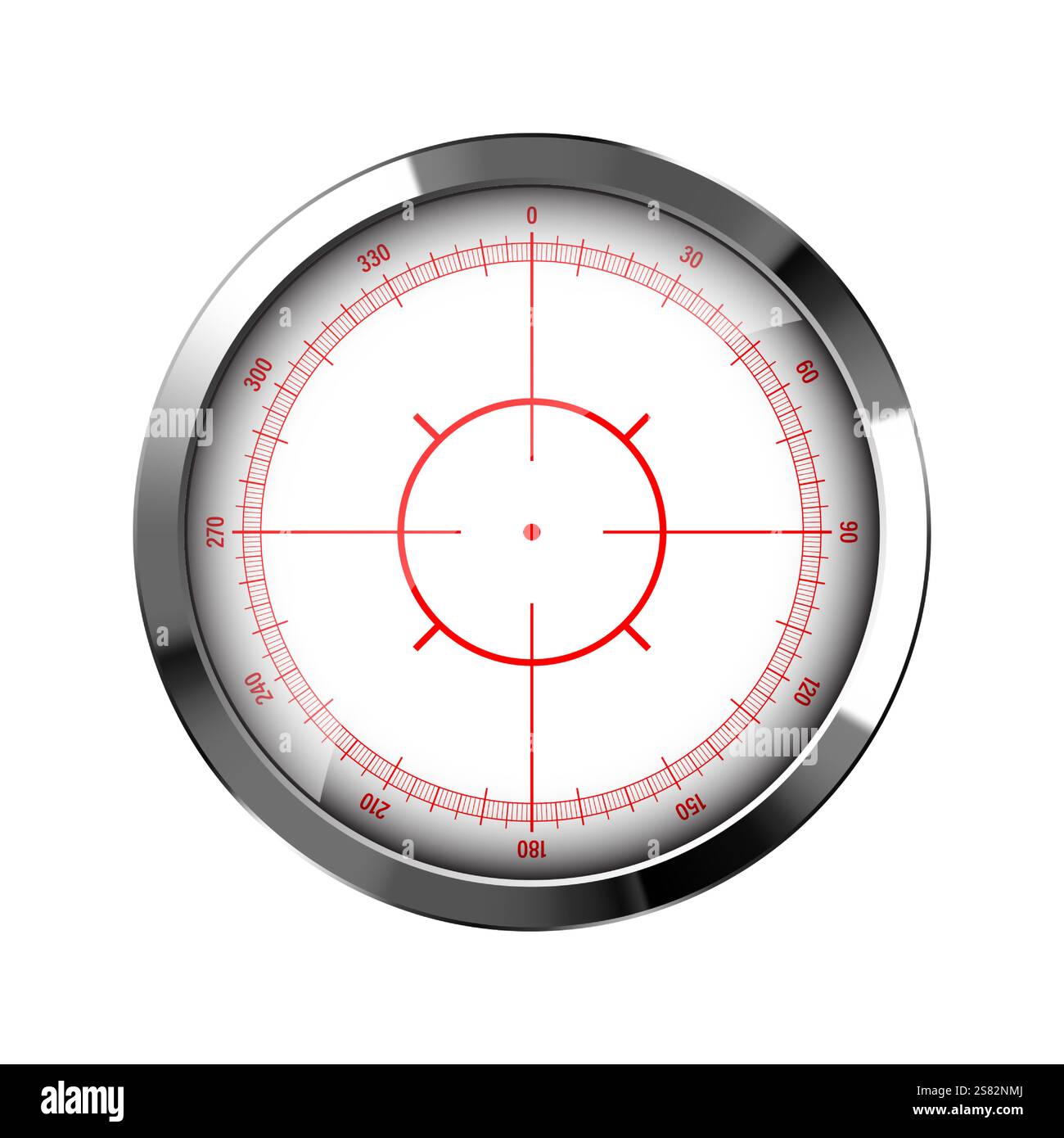 Chrome weapon sight, sniper rifle optical scope. Hunting gun viewfinder ...