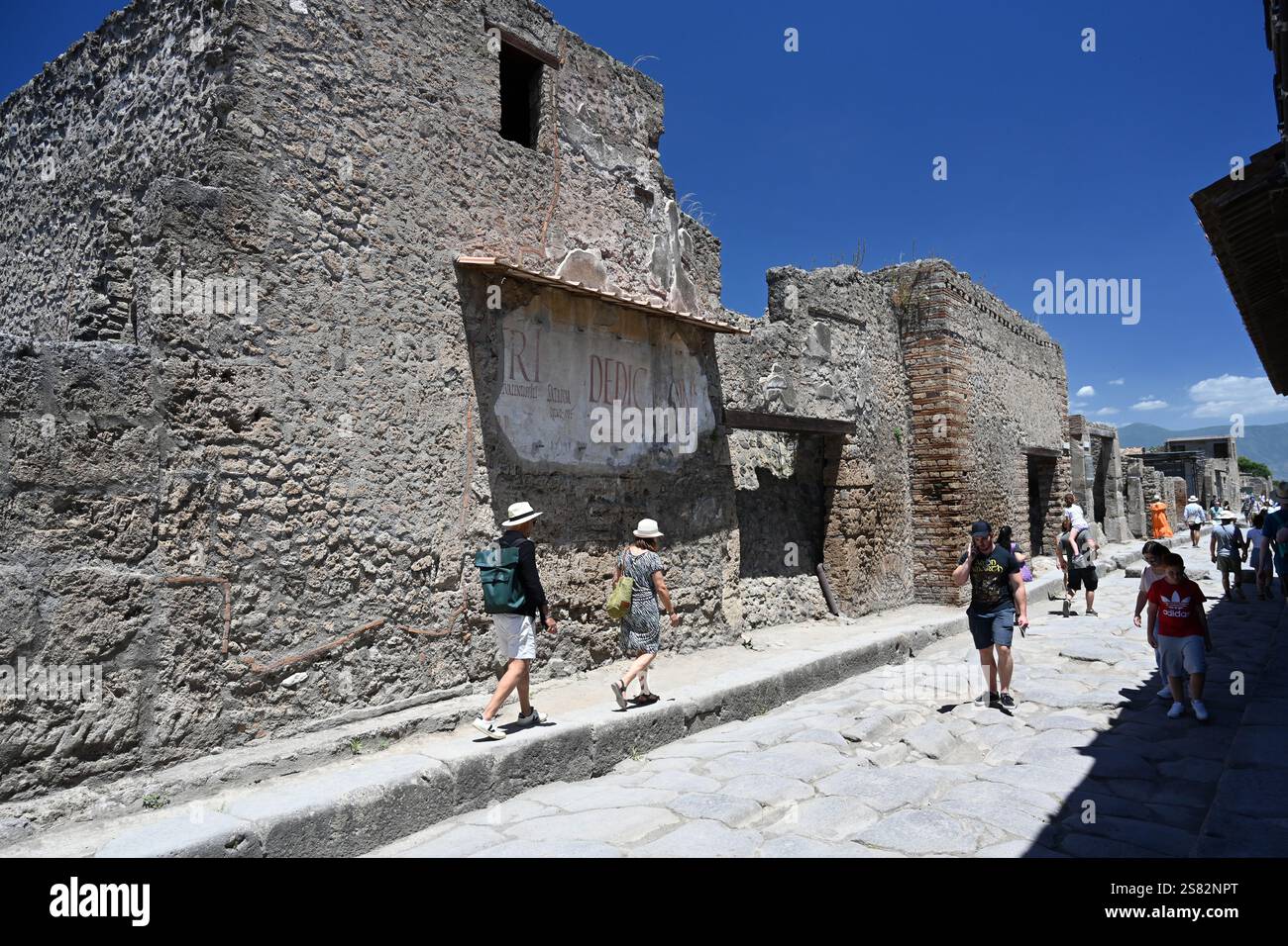 Historic street of Ancient roman shops in the city of Pompeii Italy ...
