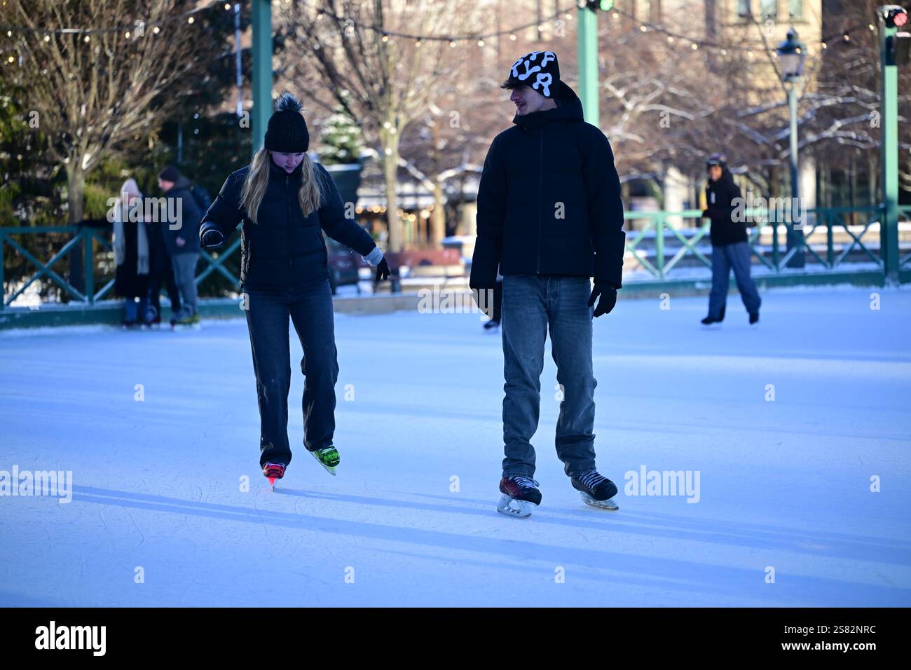 Stockholm, Uppland, Sweden. January 2 2025. Ice skating rink in The ...