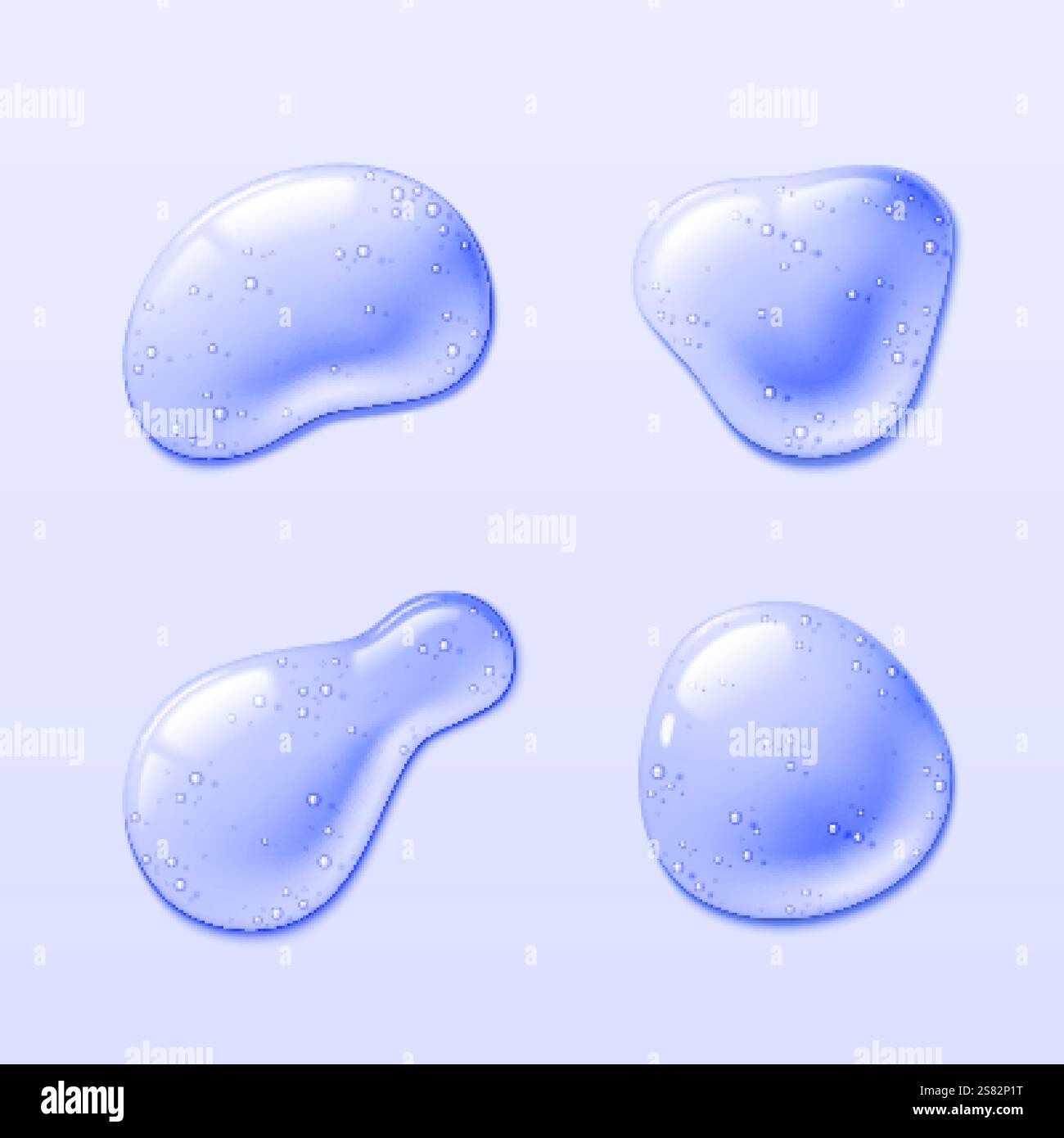 Transparent jelly drops with different organic shapes - circular, oval ...