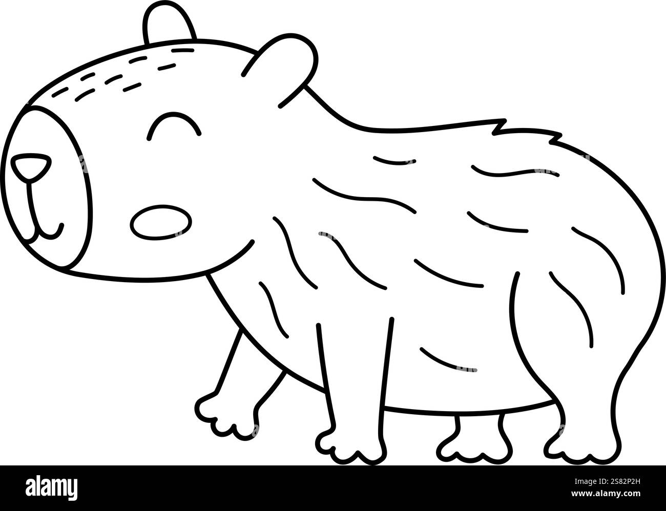 Vector black and white capybara icon. Cute capibara going somewhere ...