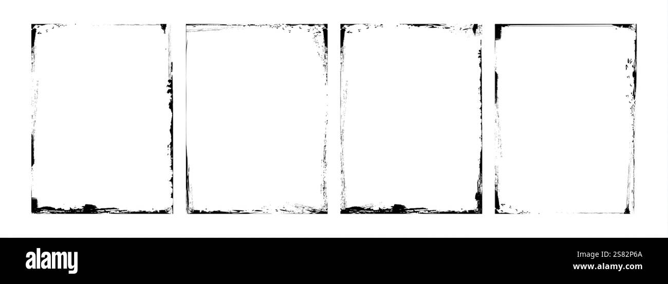 Photo border stroke set - minimalist black rectangular edges with ...