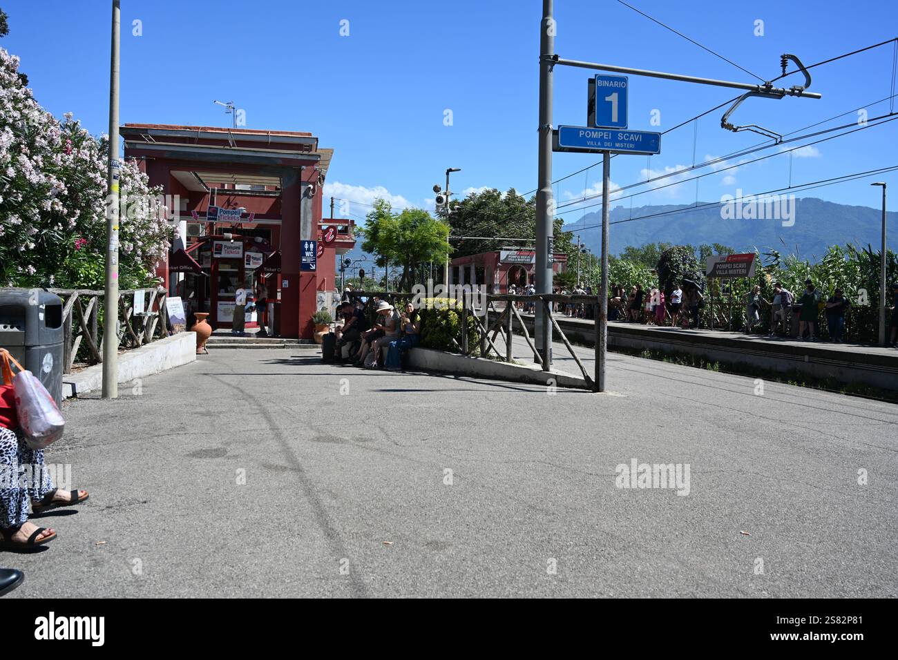 Pompei train station to Pompeii UNESCO world heritage site ruins Stock ...