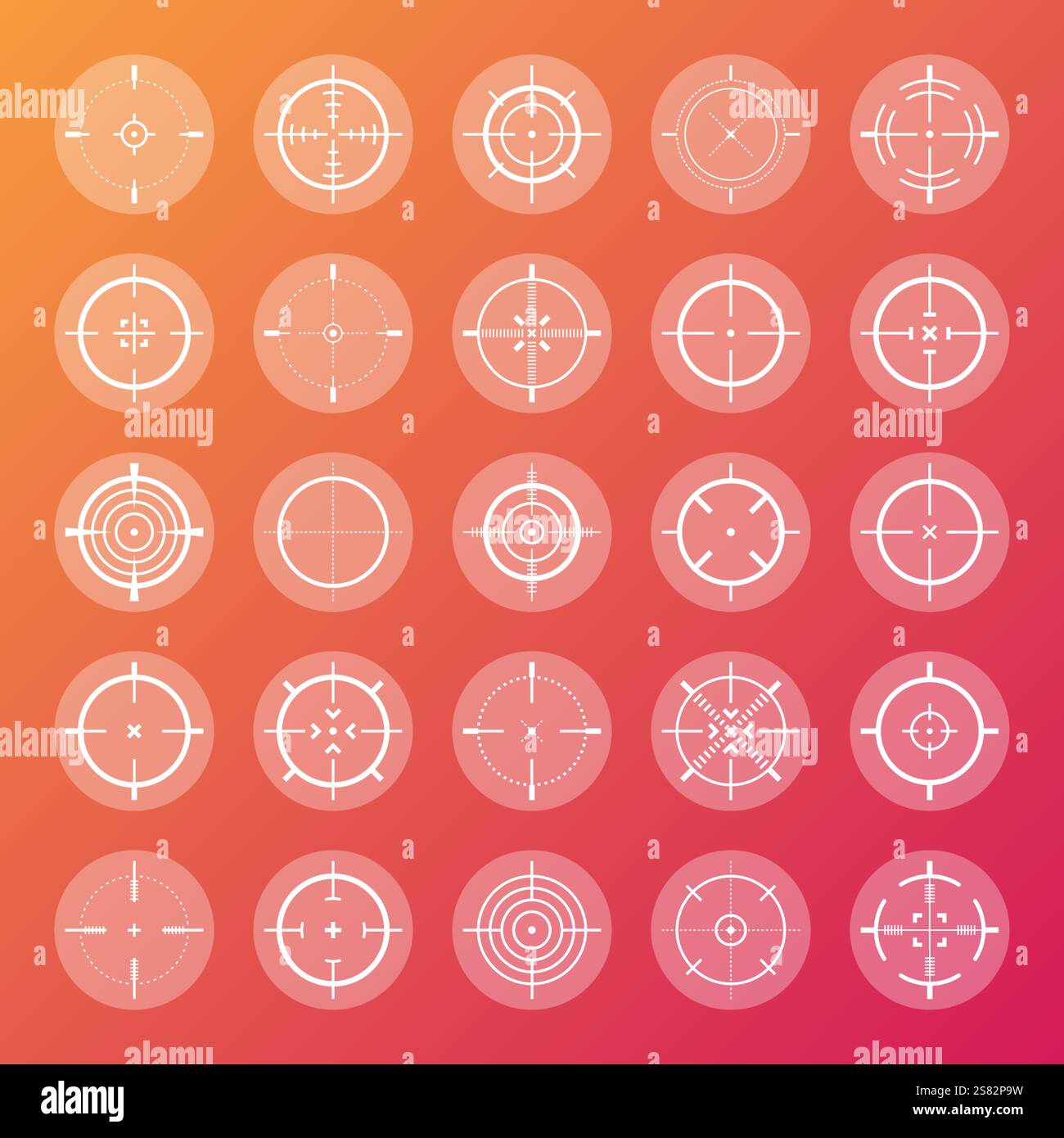 Colorful sniper rifle sights, weapon optical scope crosshair. Hunting ...