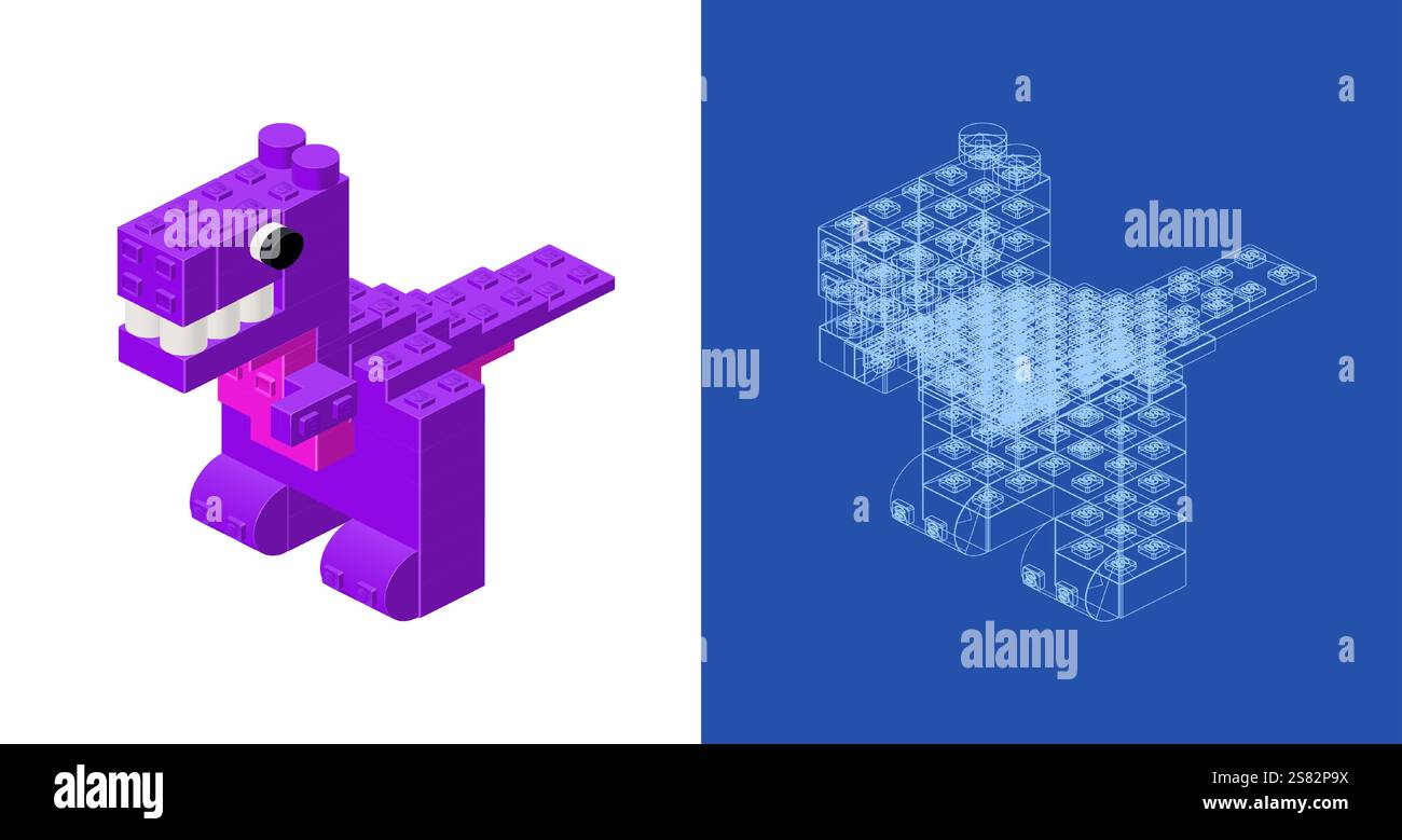 Dino blueprint project idea and implementation. Vector illustration ...
