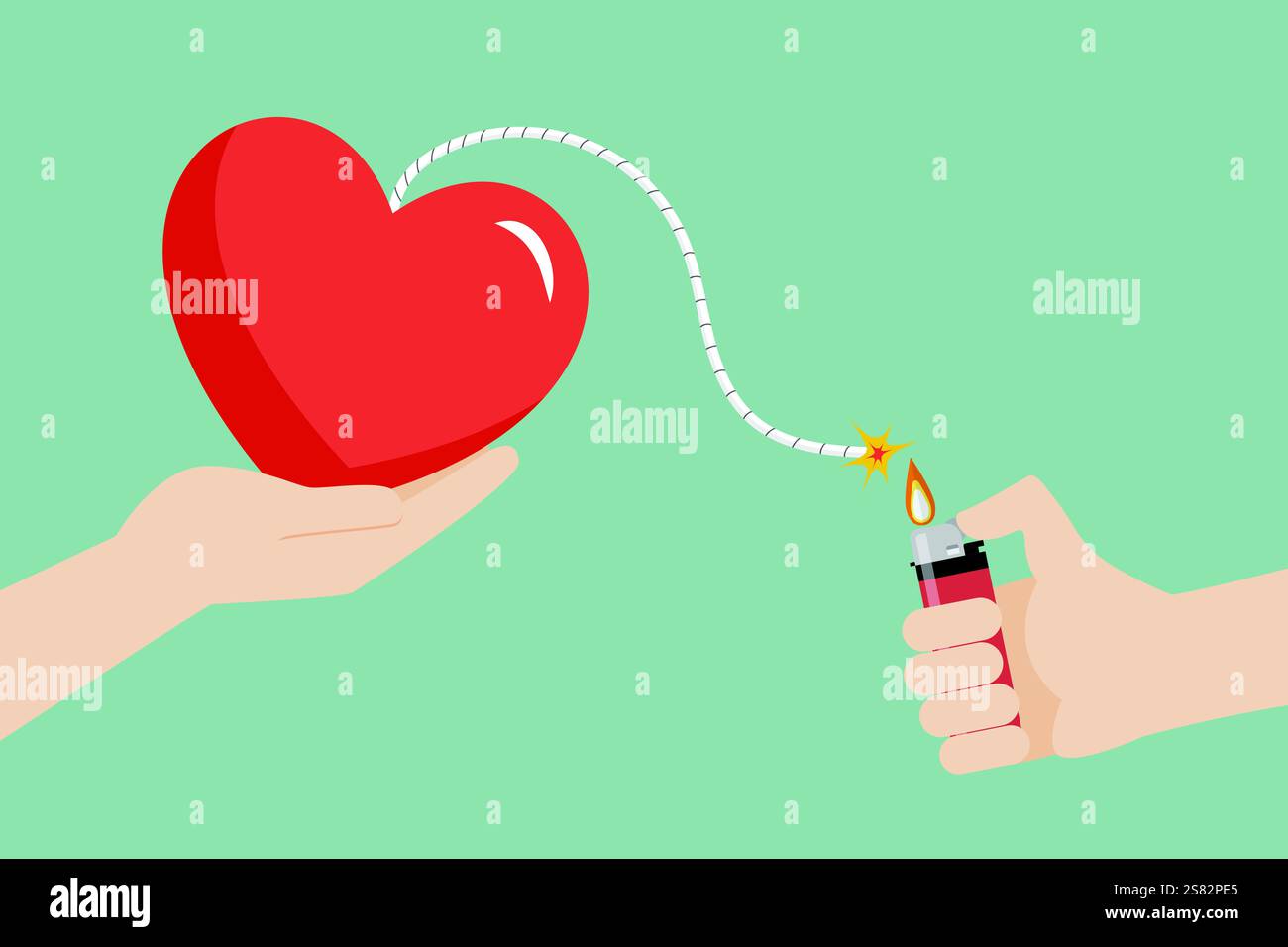 Heart shaped bomb with sparkle. Love bombing concept. Vector ...