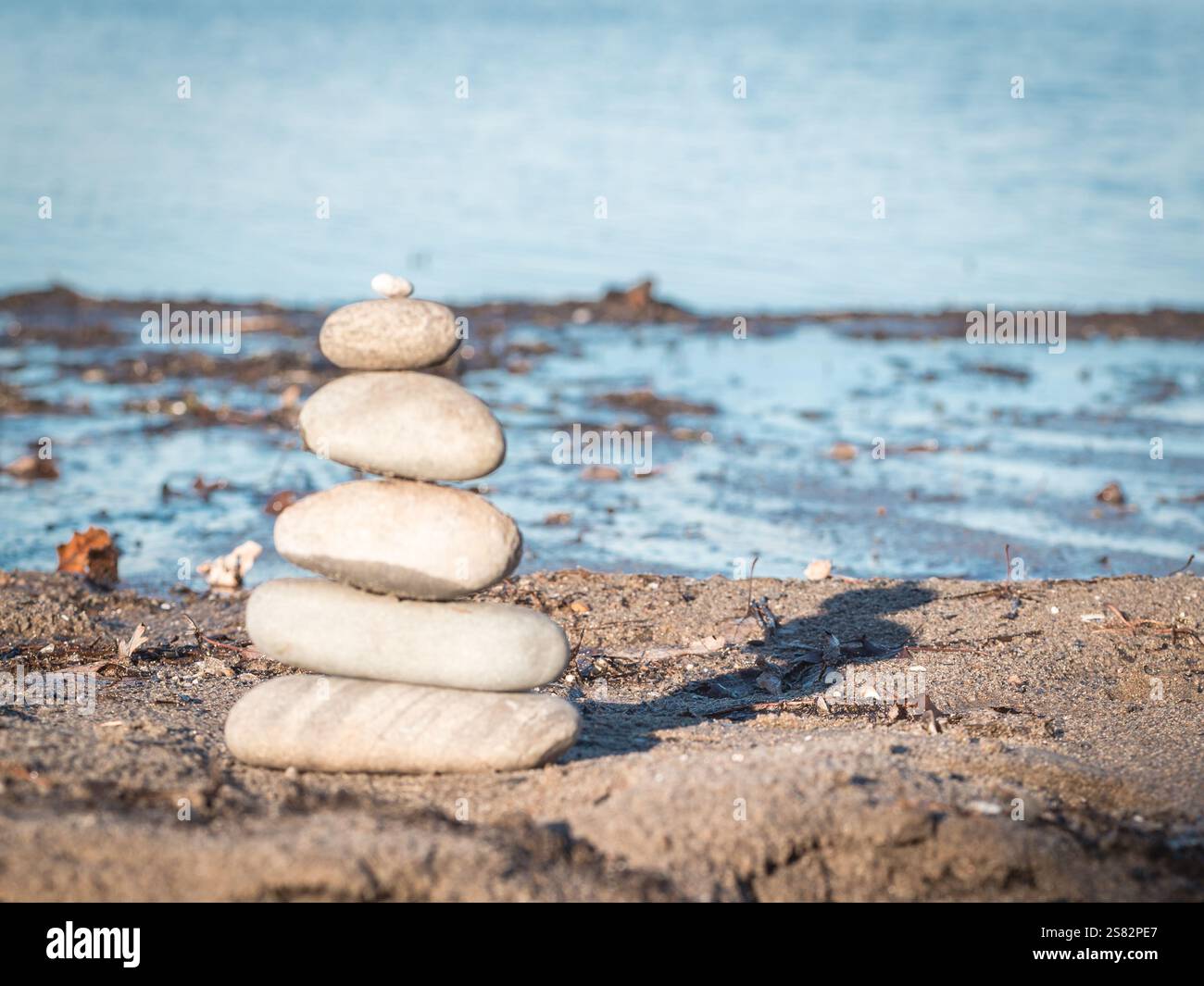 Rock Stack Cairn on Rocky Maine Coast Stock Photo - Alamy