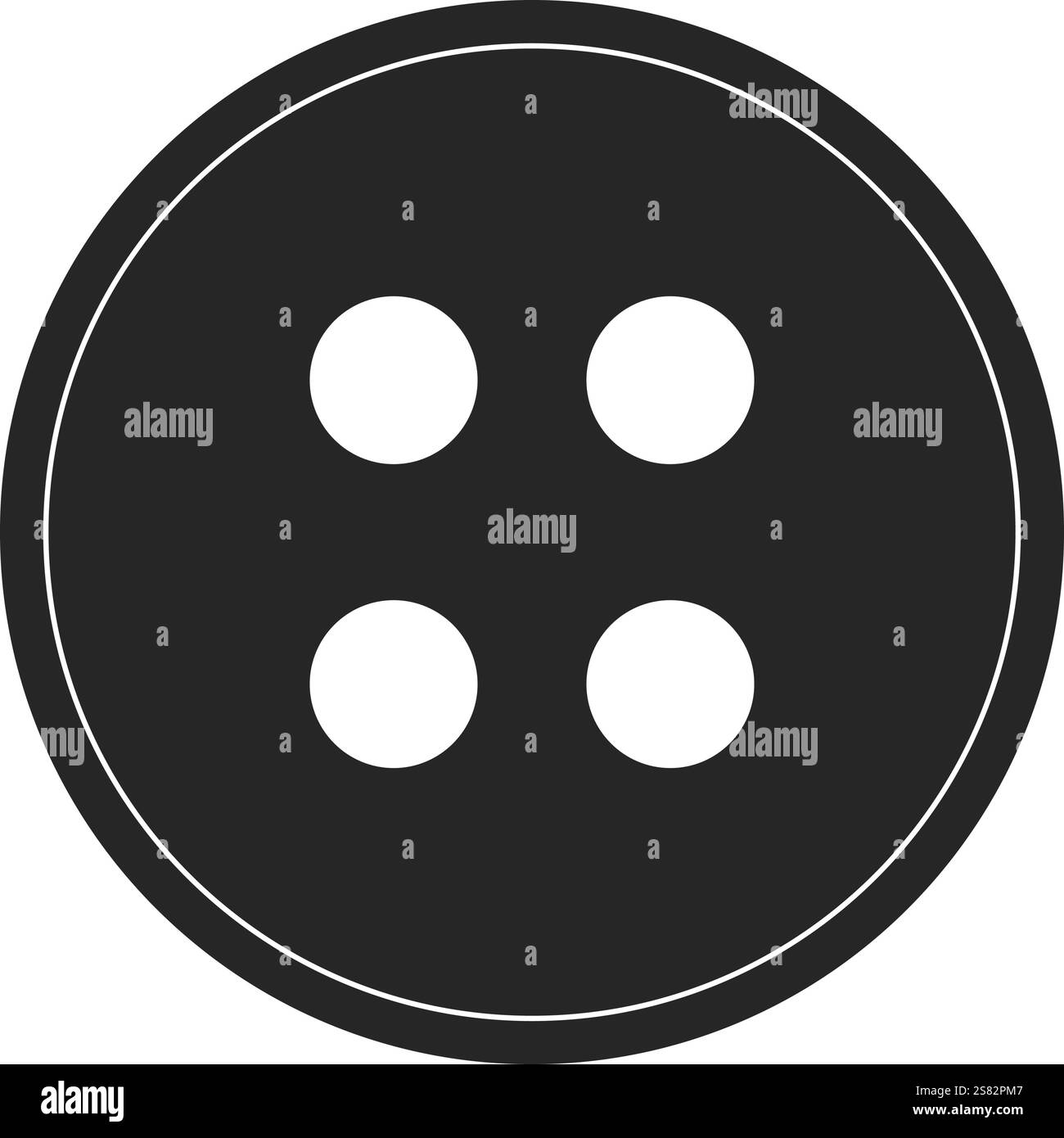 Simple clothes button with four holes in silhouette vector Stock Vector ...