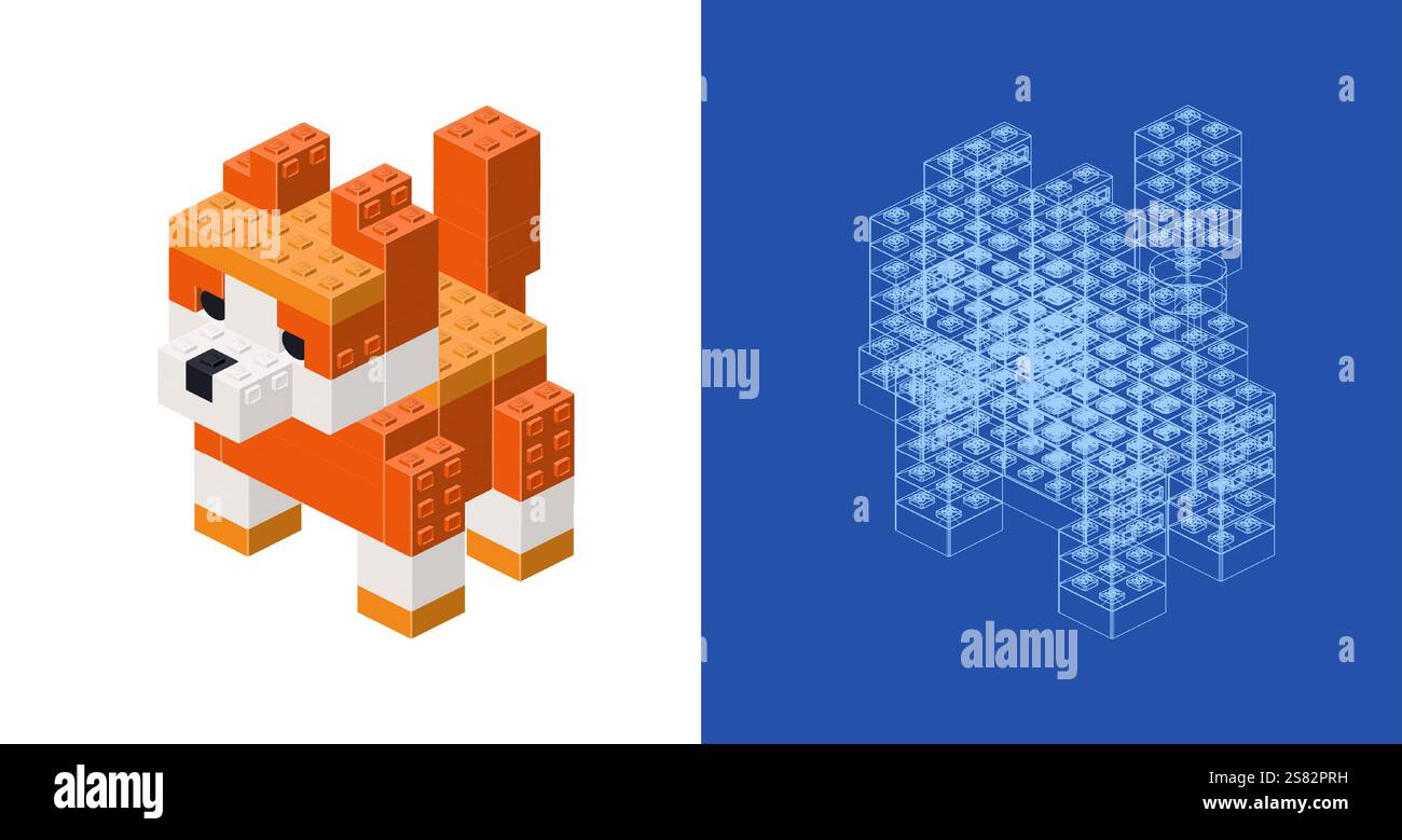 Dog blueprint project idea and implementation. Vector illustration ...