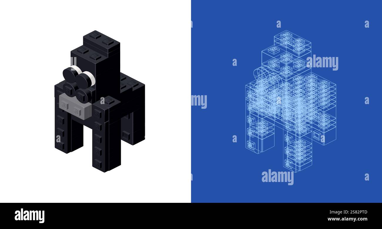 Gorilla blueprint project idea and implementation. Vector illustration ...