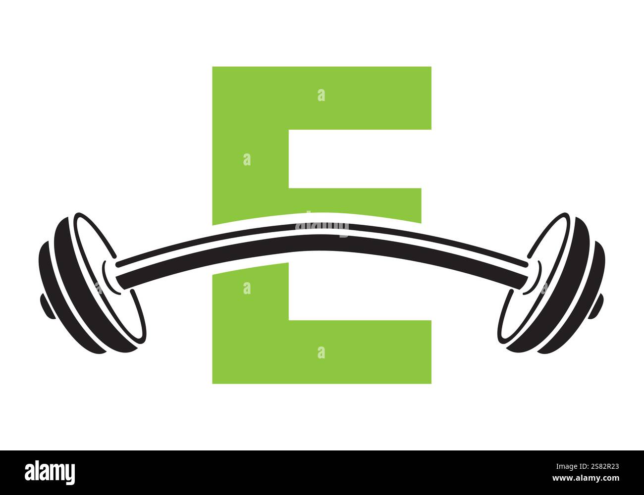 Initial Letter E Gym Logo Design Concept With Straight and Curved ...