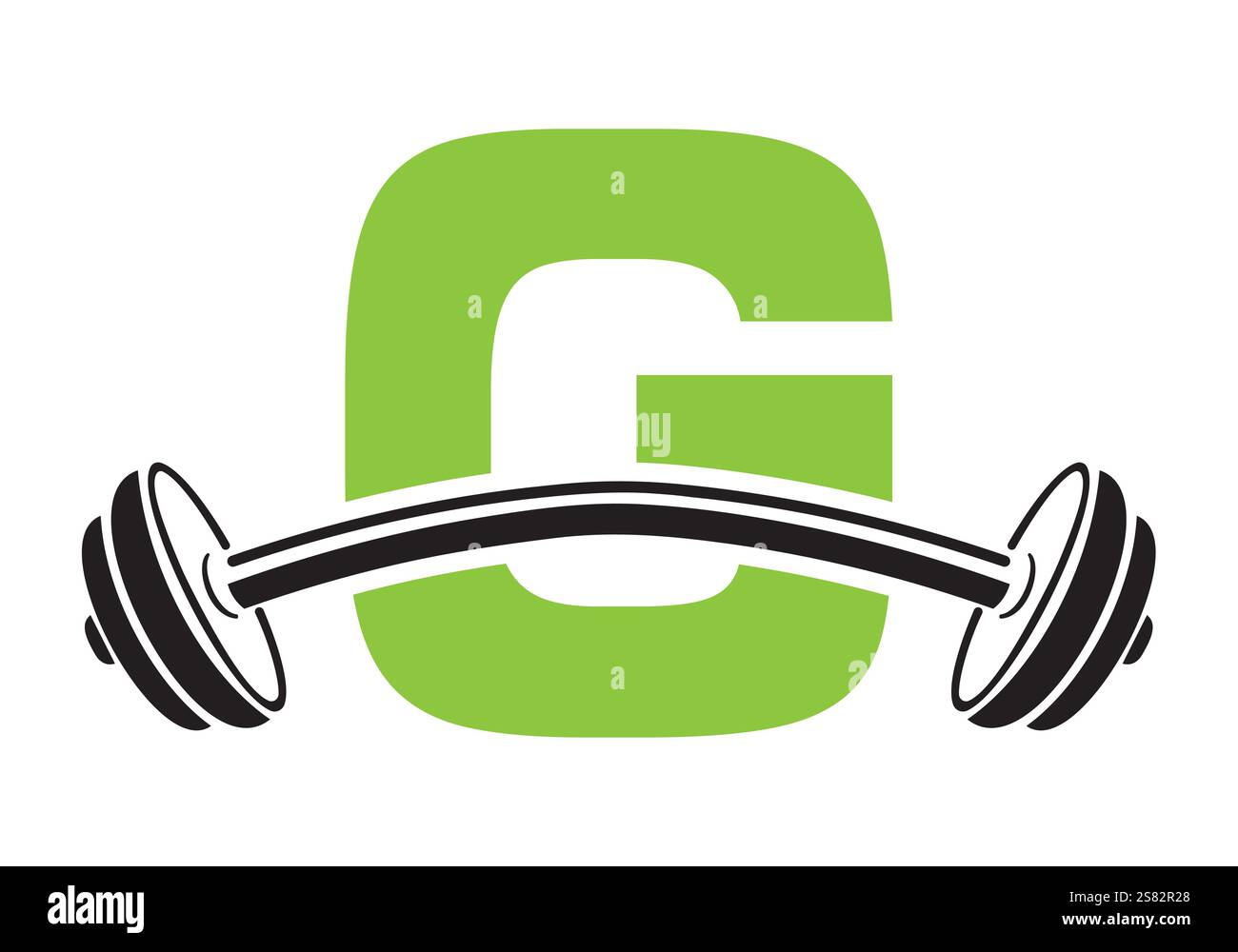 Initial Letter G Gym Logo Design Concept With Straight and Curved ...