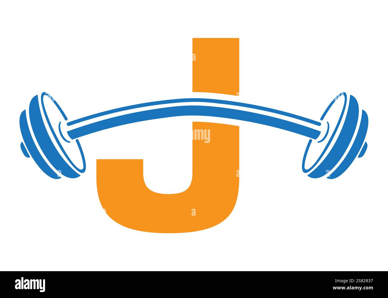 Initial Letter J Gym Logo Design Concept With Straight and Curved ...