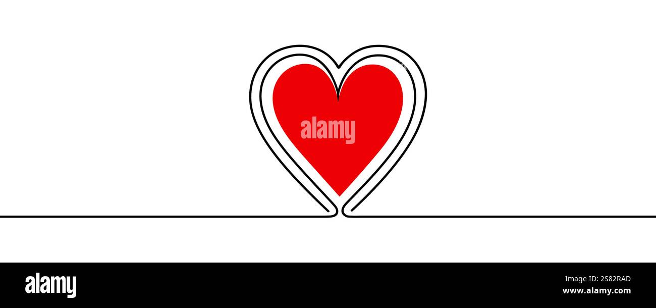Heart hand drawn. Heart continuous line drawing. Single contour heart ...