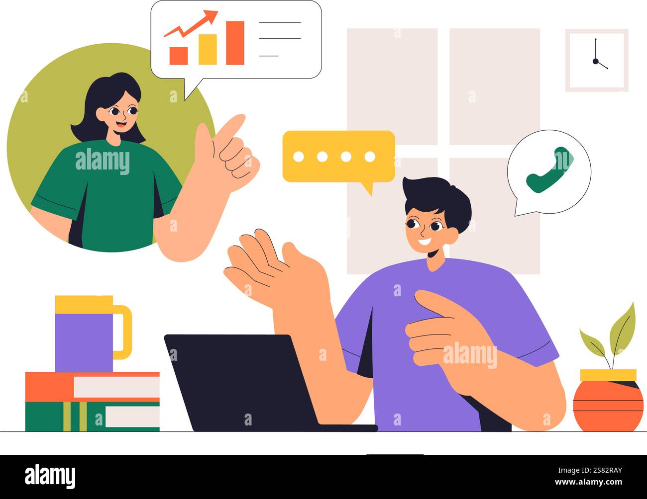 Remote Working Setup Vector Illustration of a Balanced Work Life ...