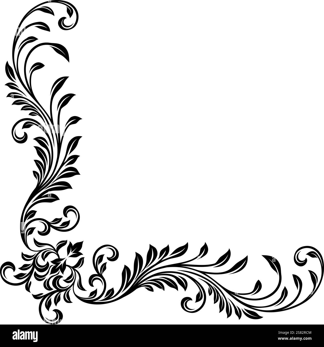 Filigree Crest Corner Motif Floral Pattern Frame Stock Vector Image ...