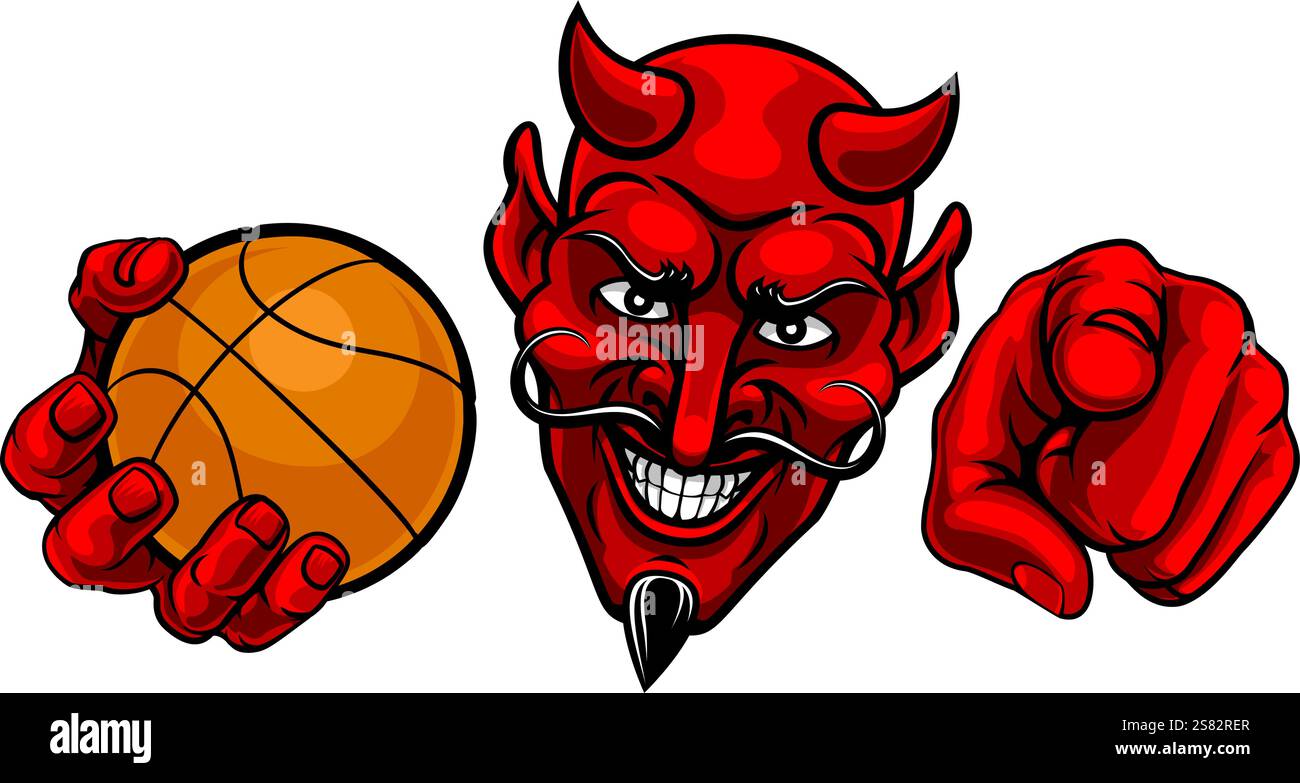 Devil Basketball Ball Sport Team Mascot Illustration Stock Vector Image ...