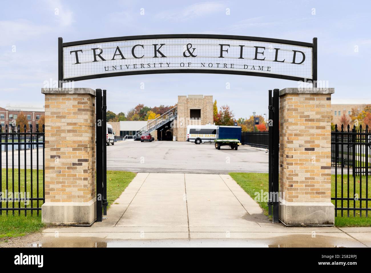 The University of Notre Dame Harris Family Track and Field entrance ...