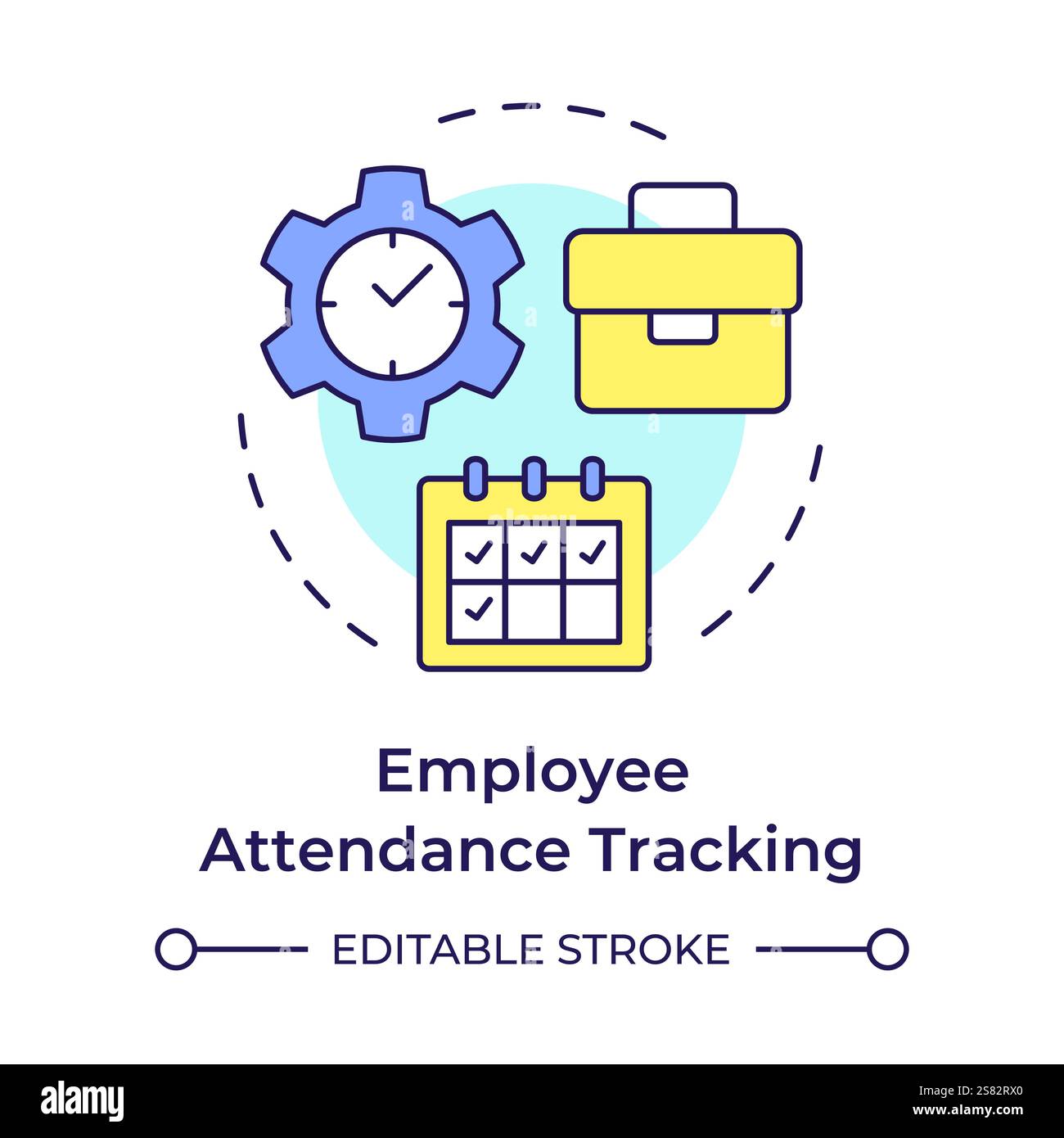 Employee attendance tracking multi color concept icon Stock Vector ...
