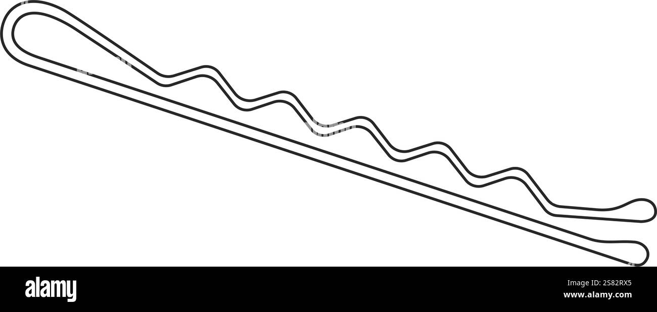 Side view of a bobby pin or hair pin used in female hairstyles in line ...