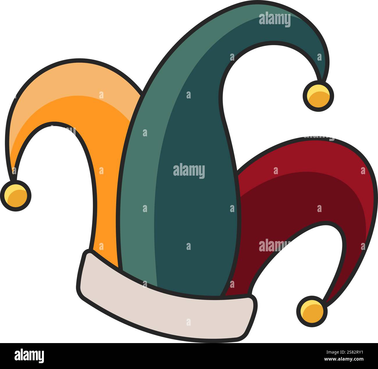 Joker or court jester hat icon as seen on wild playing cards in vector ...