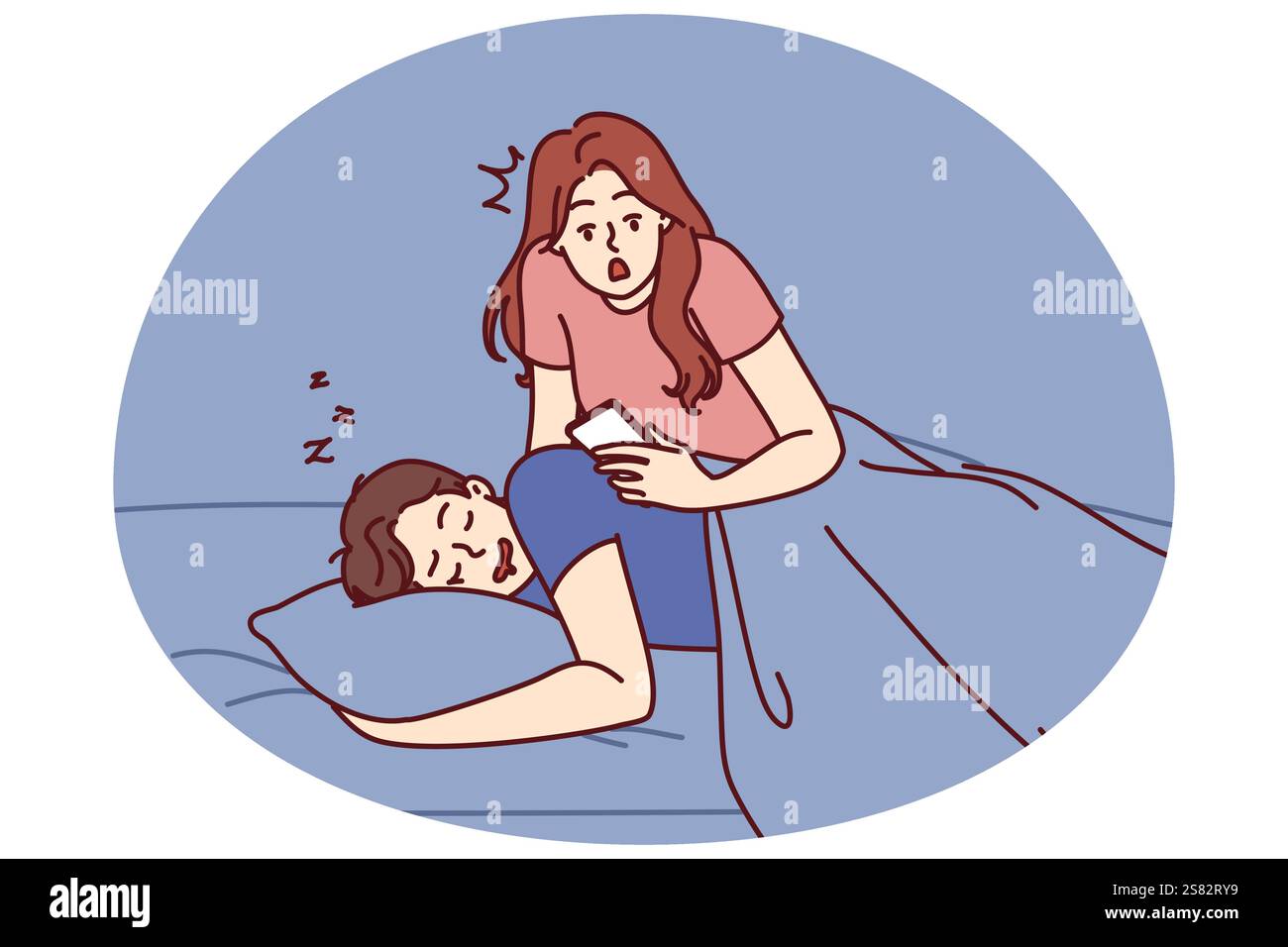 Suspicious woman bed Stock Vector Images - Alamy