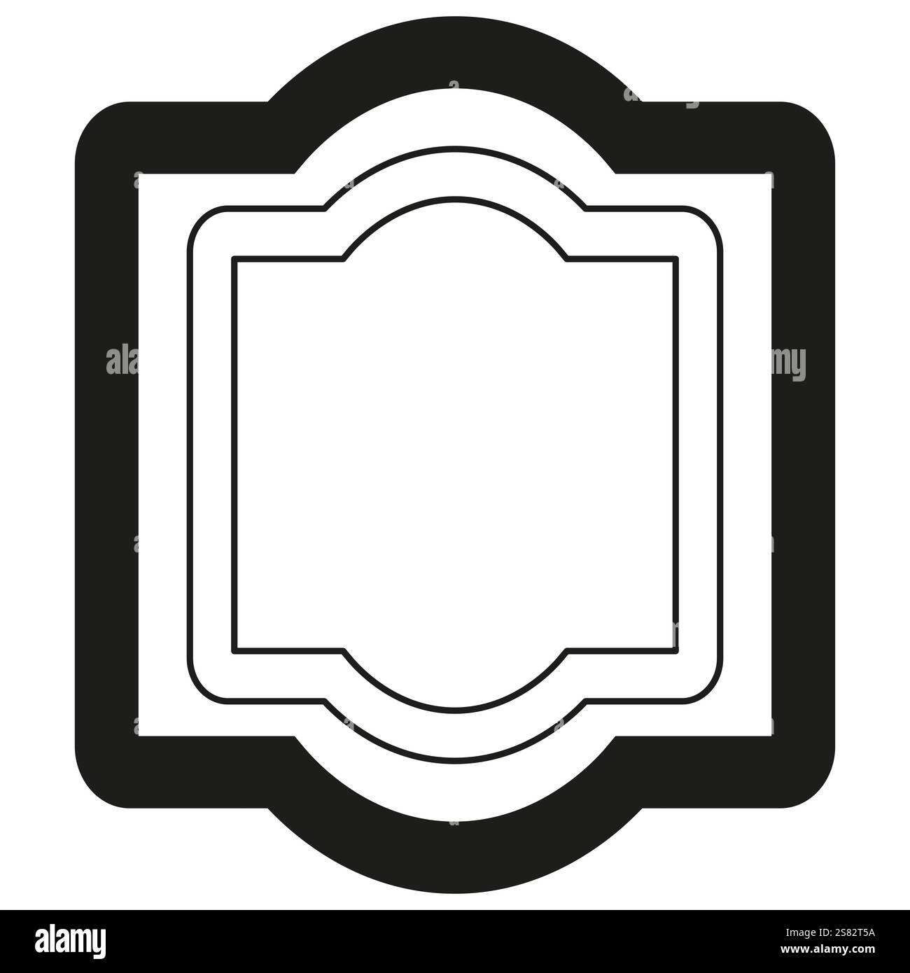 Label icon design. Decorative border vector. Black white tag. Simple ...