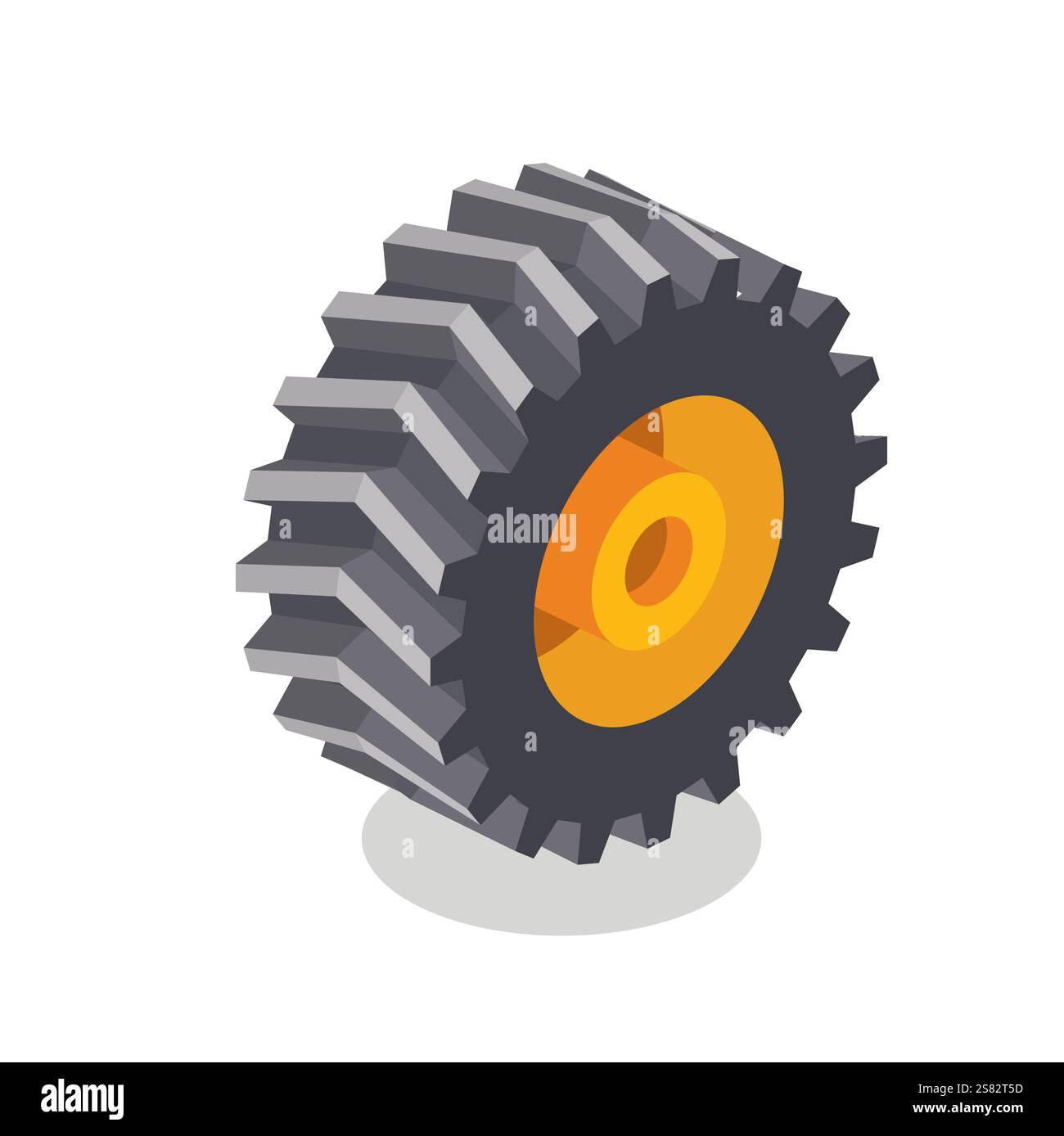Isometric tractor wheel. Vector illustration. Icon isolated on white ...