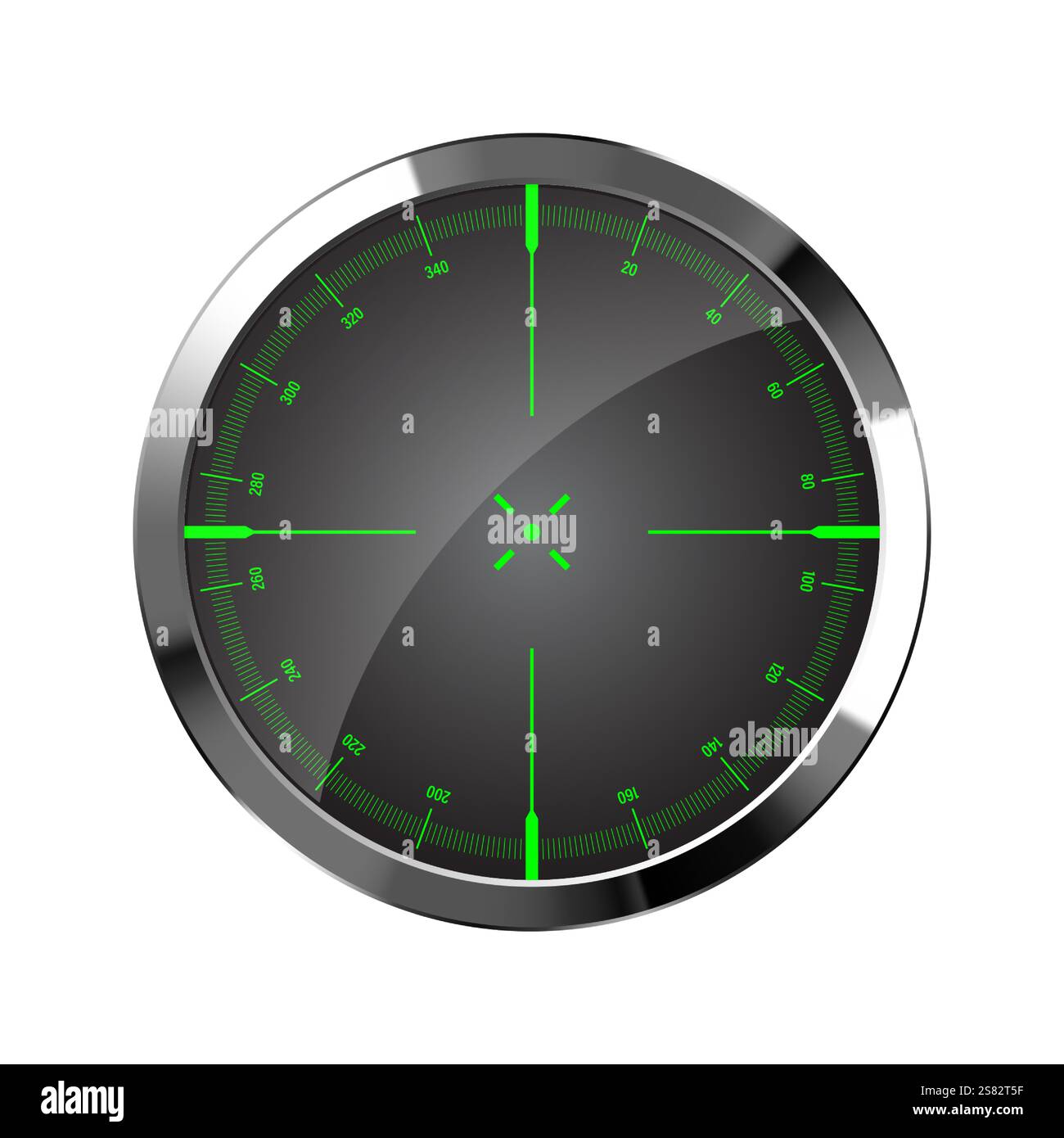 Chrome weapon night sight, sniper rifle optical scope. Hunting gun ...