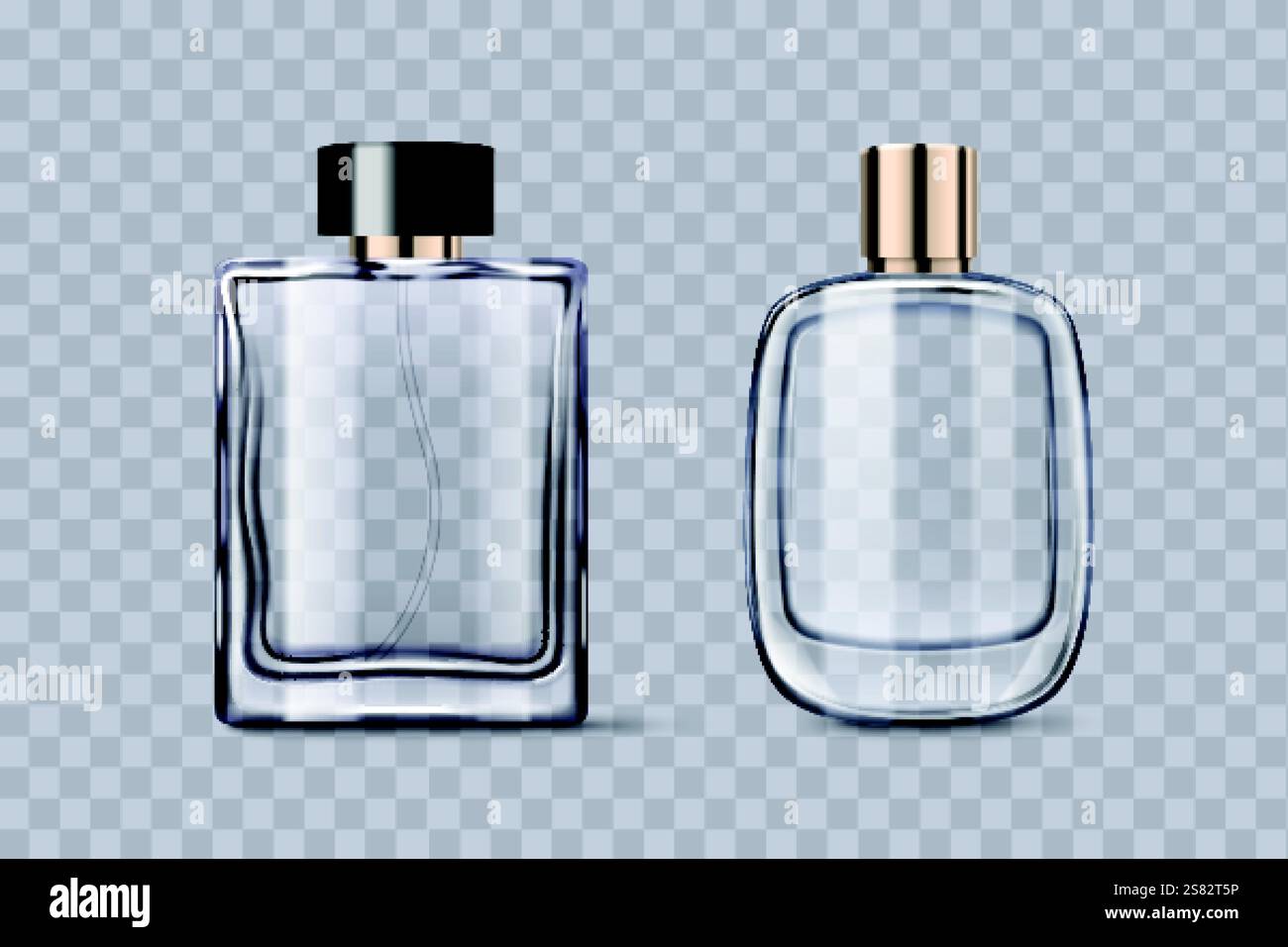 Perfume glass bottles set isolated on transparent background. Vector ...