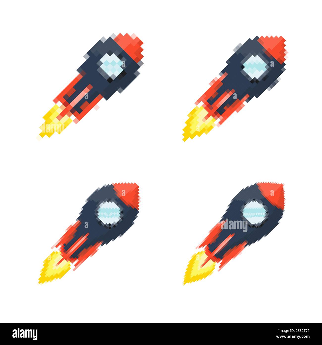 Pixel art rocket with fiery trails, retro games, space-themed designs ...