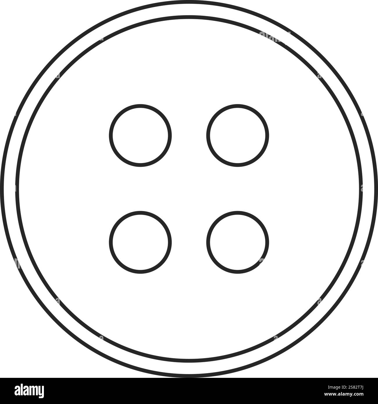 Simple clothes button with four holes in outline vector Stock Vector ...