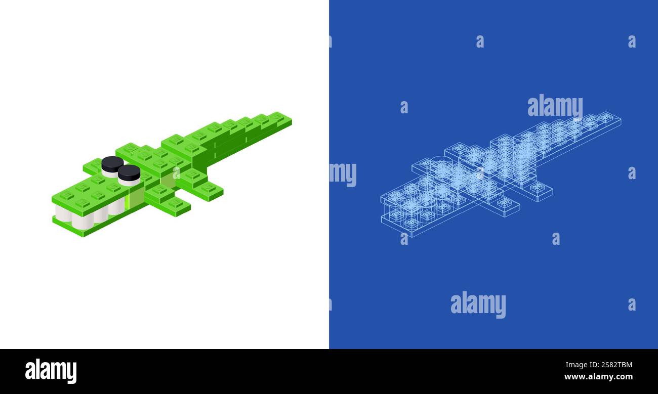 Crocodile blueprint project idea and implementation. Vector ...