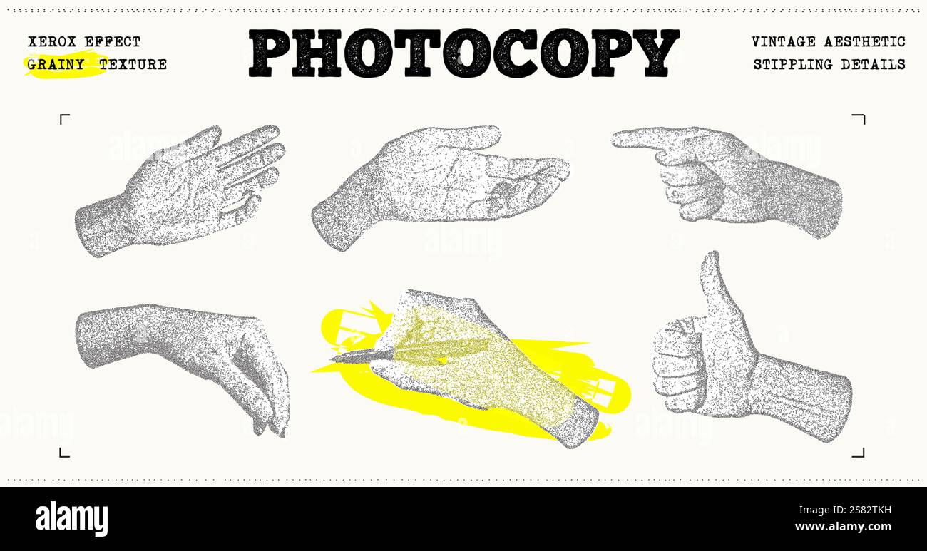 Set of stippling images of hands. Retro style illustration Stock Vector ...