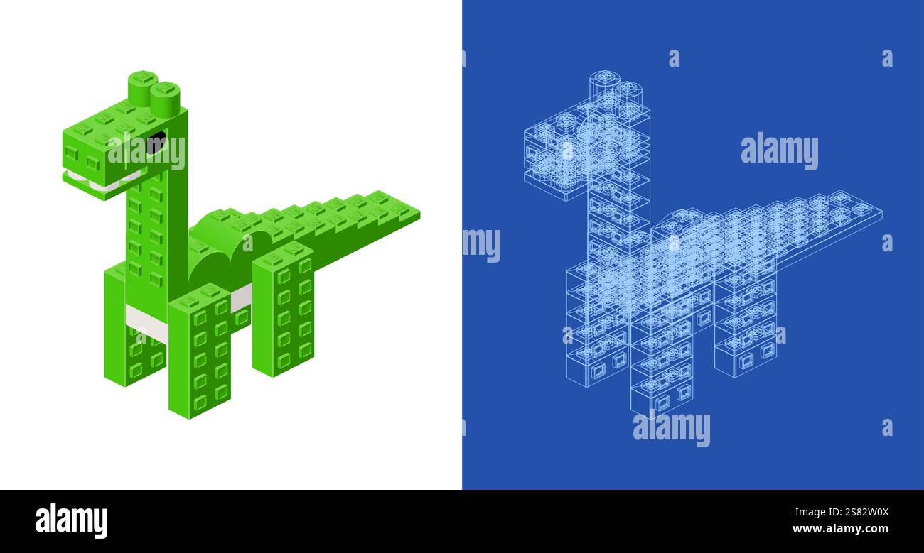 Dinosaur blueprint project idea and implementation. Vector illustration ...