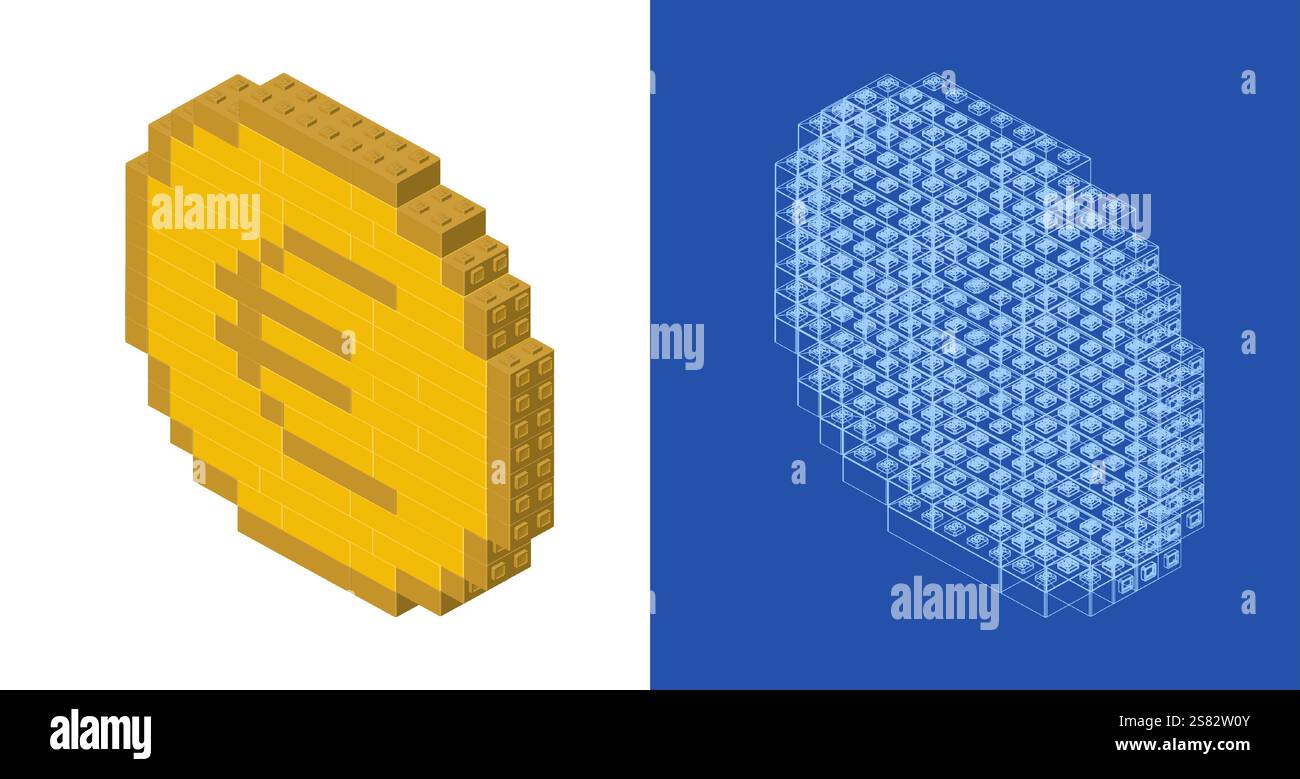 EURO blueprint project idea and implementation. Vector illustration ...